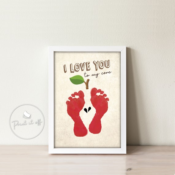 I Love You To The Core / Apple / Footprint Handprint Art Craft | Etsy