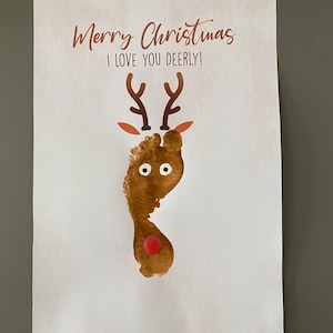 Christmas Footprint Reindeer / Xmas Handprint Footprint Art Craft ...