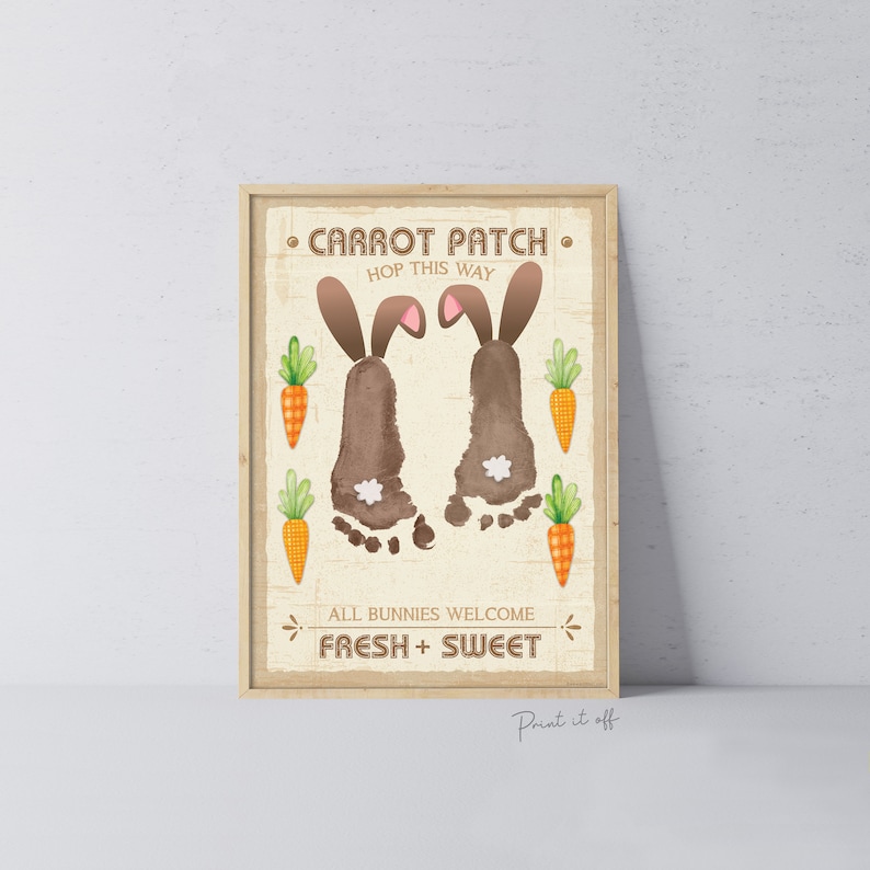 Bunny Carrot Patch / Easter / Handprint Footprint Feet Art - Etsy