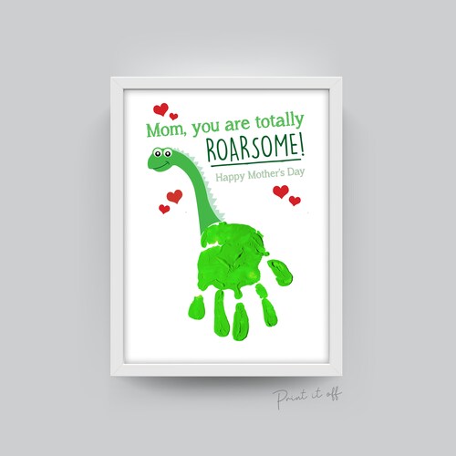 Dinosaur Handprint Art for Mom Mother's Day Card DIY Kid - Etsy