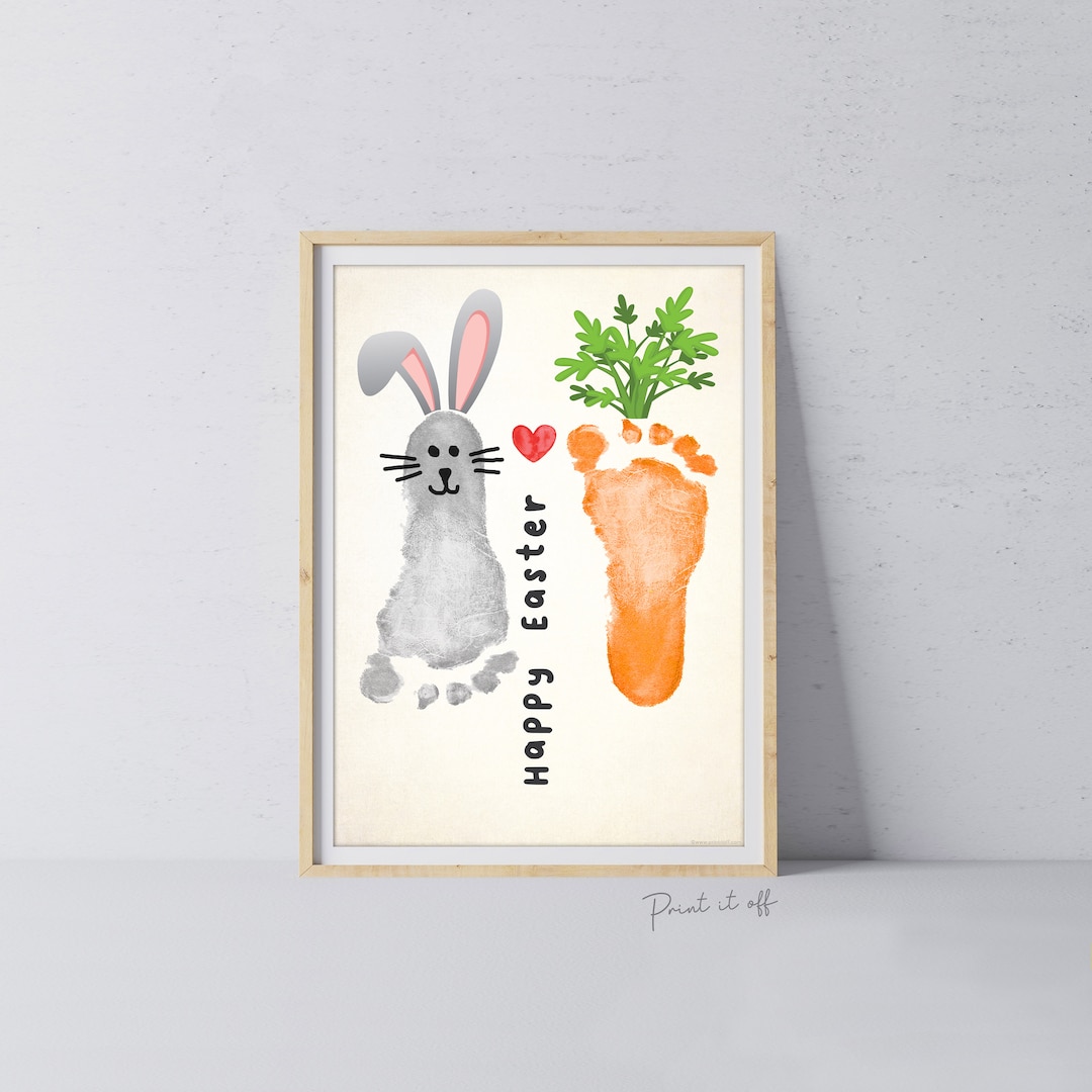 Bunny Carrot / Footprint Handprint Hand Feet Foot Art Craft / Happy ...