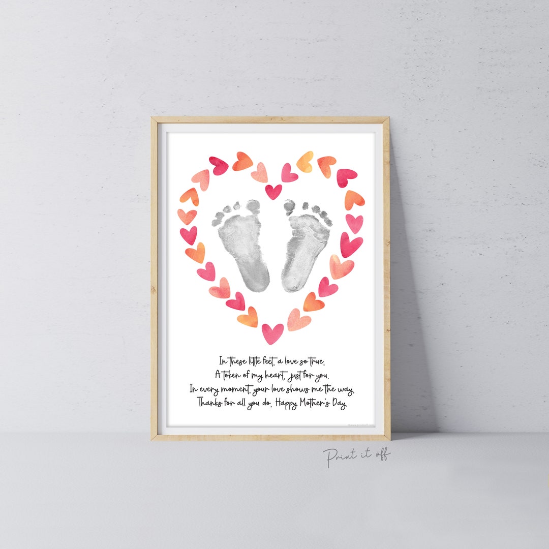 Mother's Day Little Feet Poem Heart / Handprint Art Craft Template ...