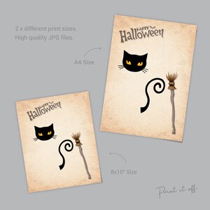 Halloween Footprint Handprint Art Craft / Black Cat Witch Broom / Kids ...