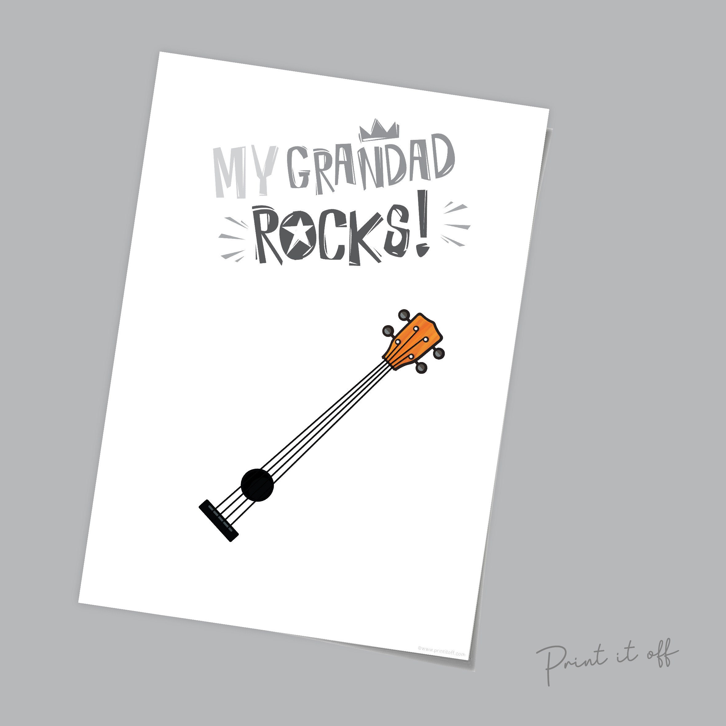 My Grandad Rocks Guitar / Handprint Art Craft / Father's - Etsy