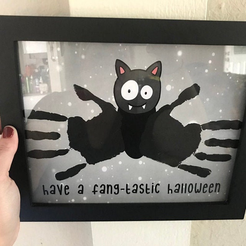 Have a Fang-tastic Halloween / Handprint Art / Bat Happy | Etsy