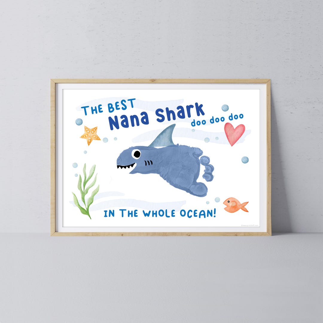Best Nana Grandma Shark / Footprint Handprint Art Craft Grandparent ...