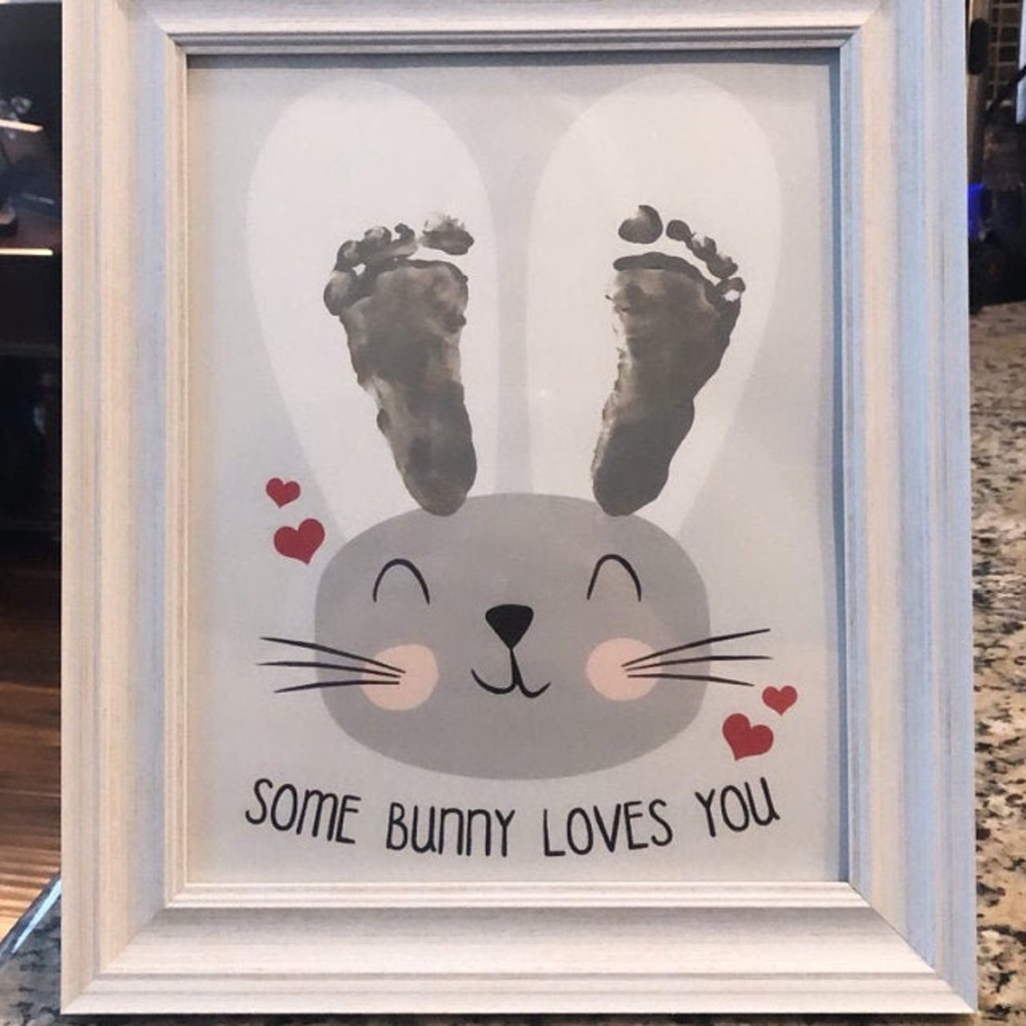 Footprint Art Easter Card / Some Bunny Loves You / Kids Baby - Etsy
