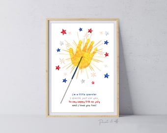 July Fourth Handprint Keepsake Art, Printable, 4th of July DIY Craft ...