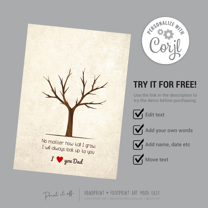 Tree Handprint EDITABLE / Hand Art Craft / Father's Mother's Day ...