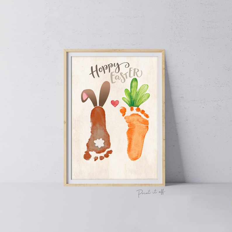 Hoppy Happy Easter/ Bunny Carrot / Footprint Handprint Art - Etsy UK