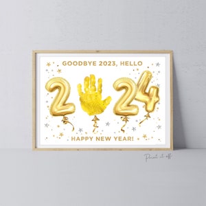 New Year 2024 Handprint Art Craft / Happy New Years Goodbye 2023 / Baby ...
