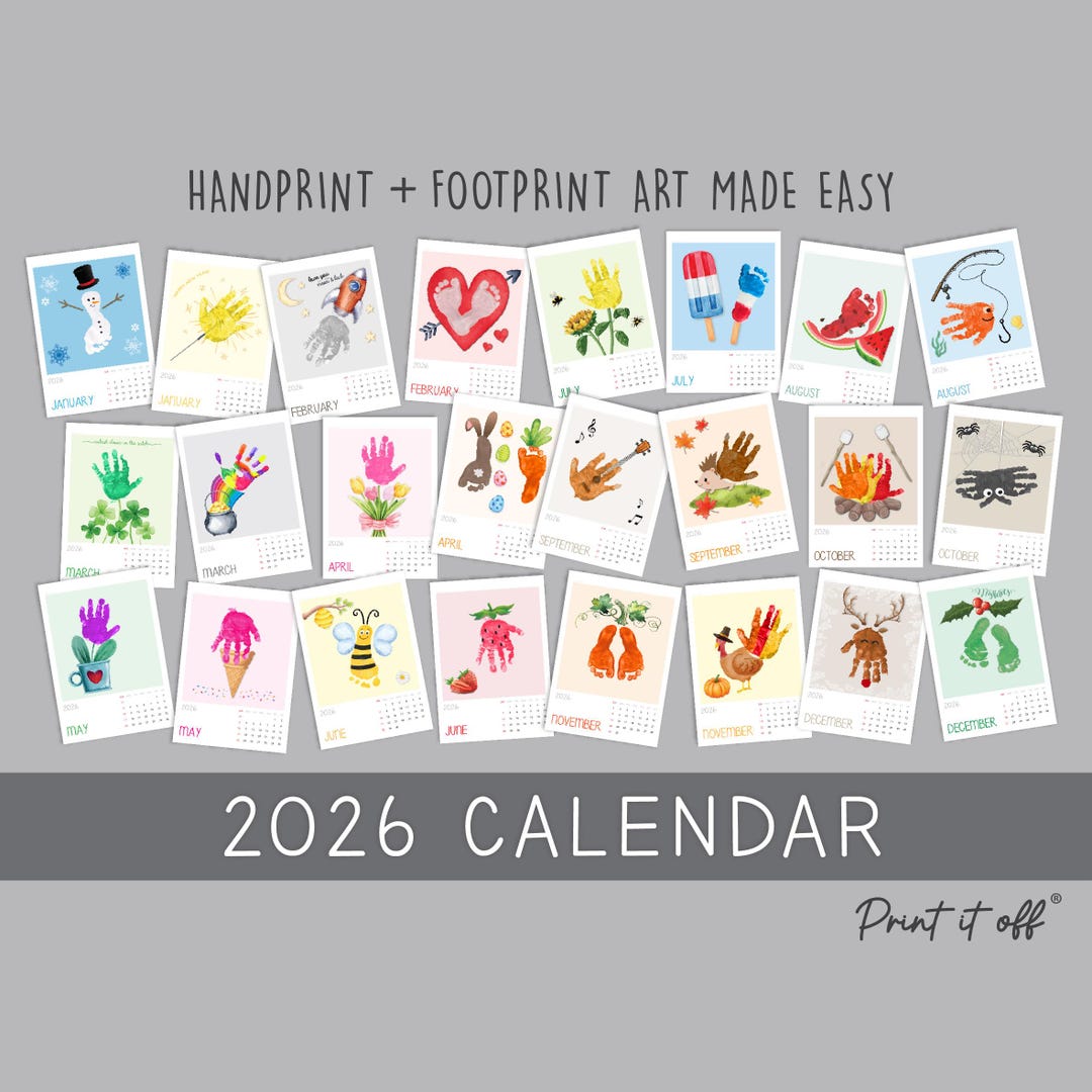 2026 Handprint Footprint Calendar Art Craft / DIY Gift Child Baby Kids ...