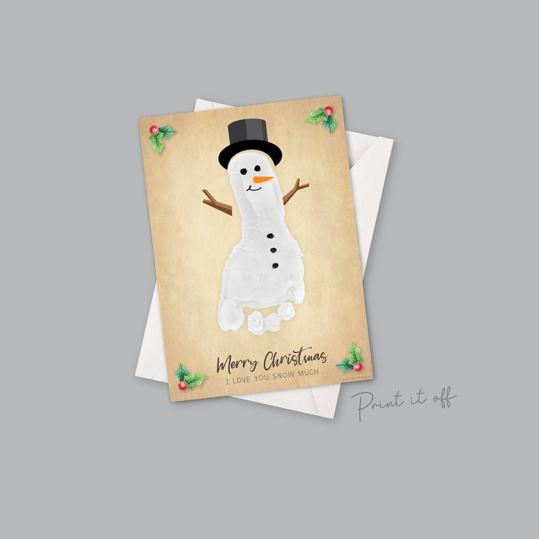 Snowman Footprint Greeting Card / Christmas Xmas Art Craft / Baby Kids ...