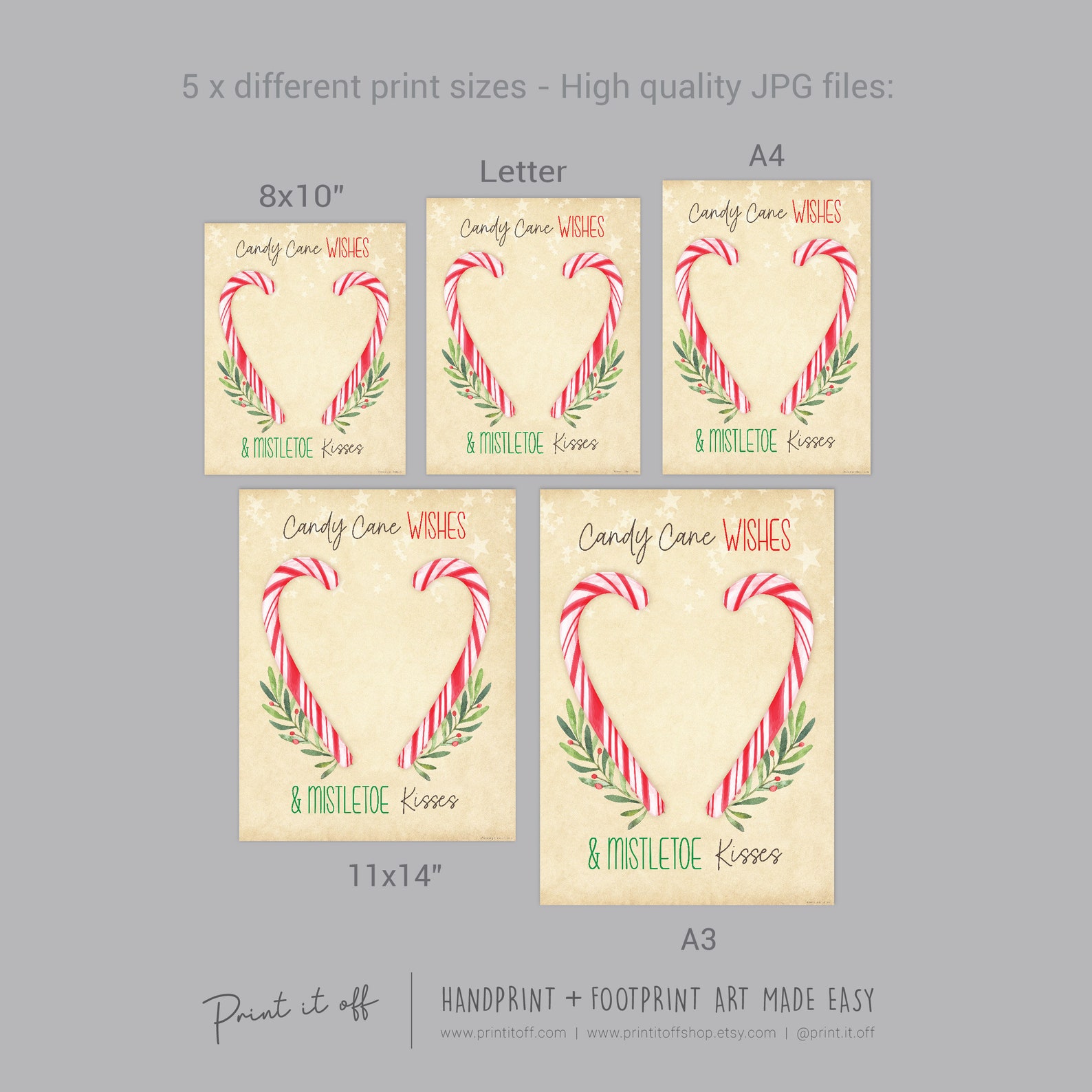 Candy Cane Wishes Mistletoes Kisses Footprint Handprint Art Craft ...