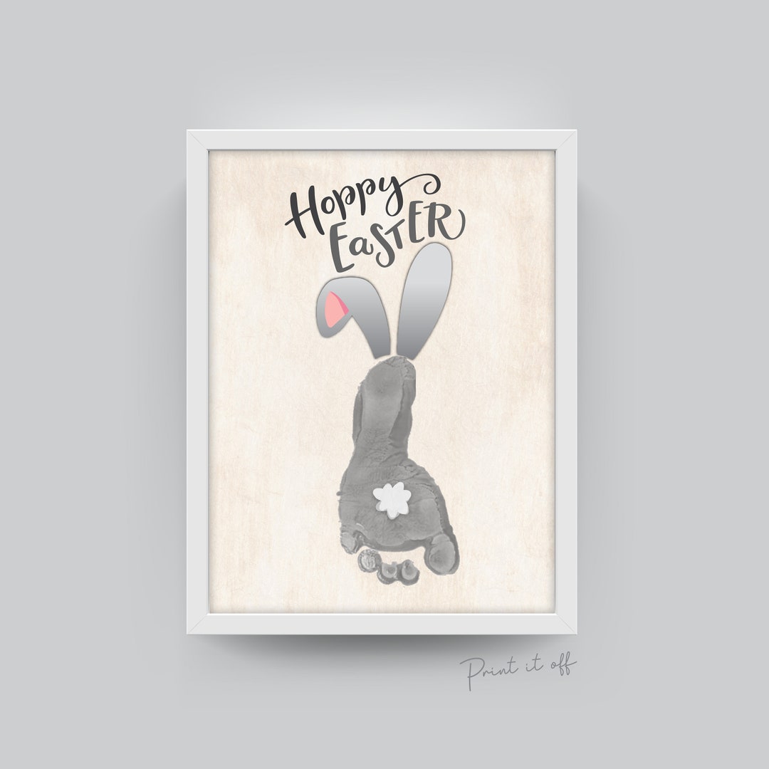 Hoppy Easter Bunny Grey / Footprint Art / Cute Foot Feet / Kids Baby ...