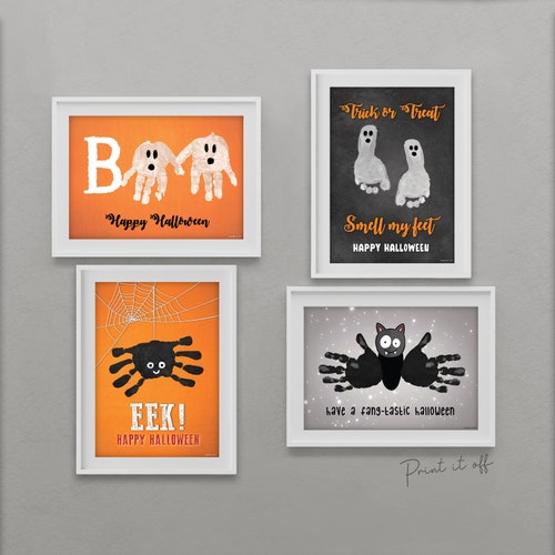 Halloween Handprint Footprint Art Craft Printable Set - Etsy