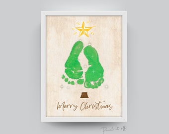 Christmas Handprint Footprint Art Craft / Mistletoe First Xmas - Etsy