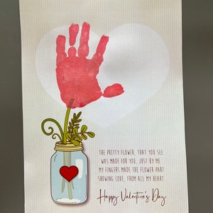 Handprint Flower Jar / Happy Valentine's Day / Handprint DIY Craft Art ...