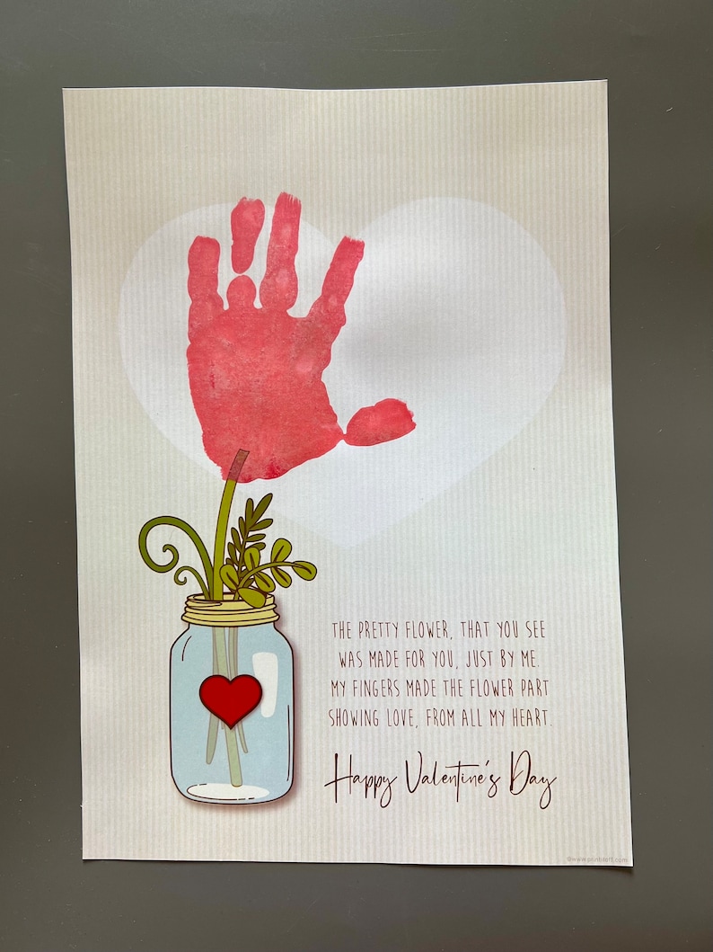 Handprint Flower Jar / Happy Valentine's Day / Handprint DIY Craft Art ...