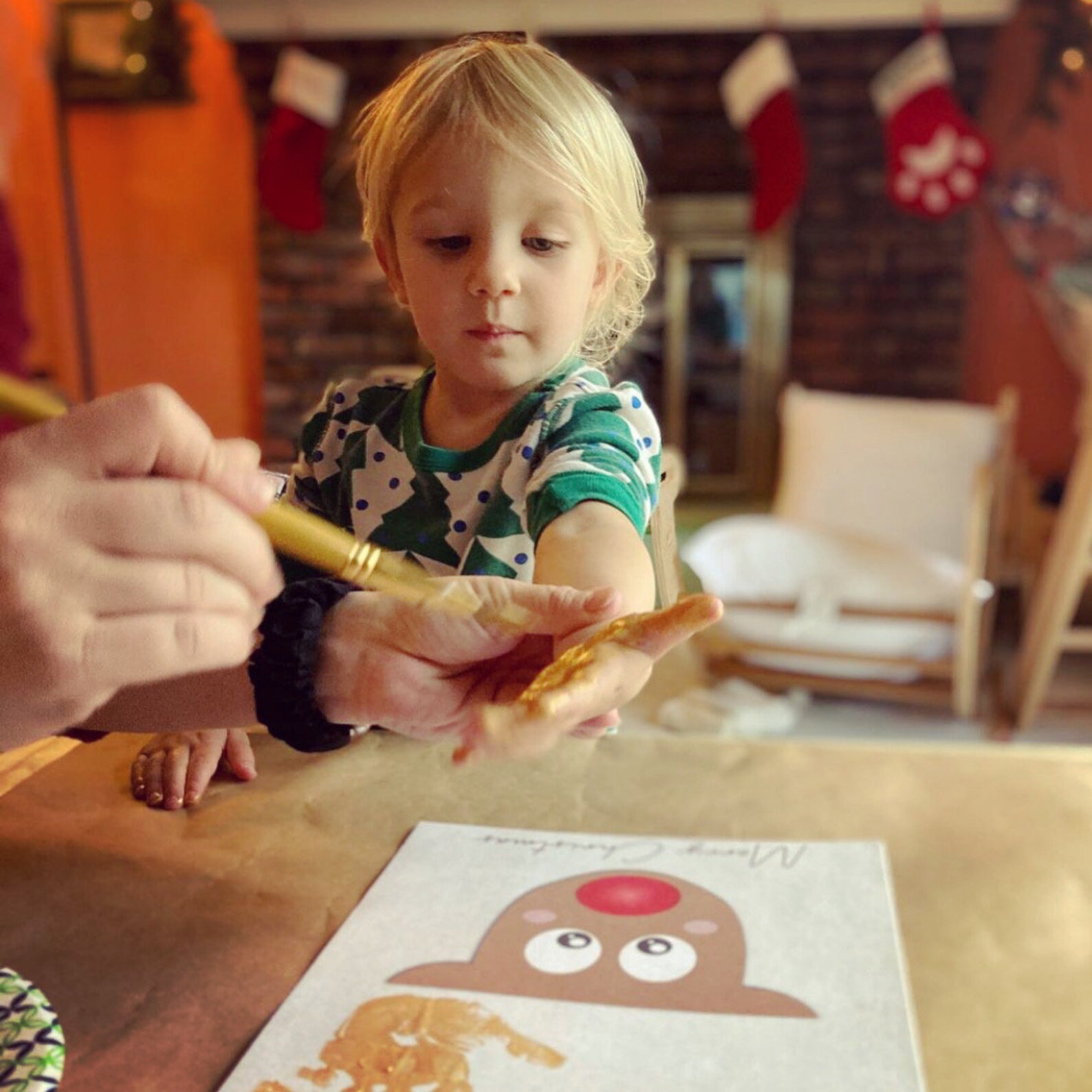 Merry Christmas Reindeer / Christmas Xmas Handprint Footprint Art Craft ...