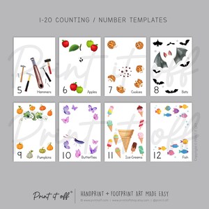 Numbers 1-20 Handprint Footprint Art: Baby Toddler Keepsake (digital ...