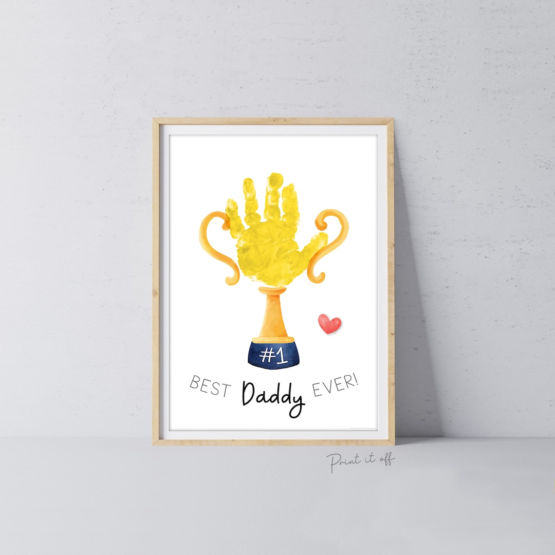 Trophy #1 Dad Daddy Handprint Art Craft / First Father's Day Award Cup ...