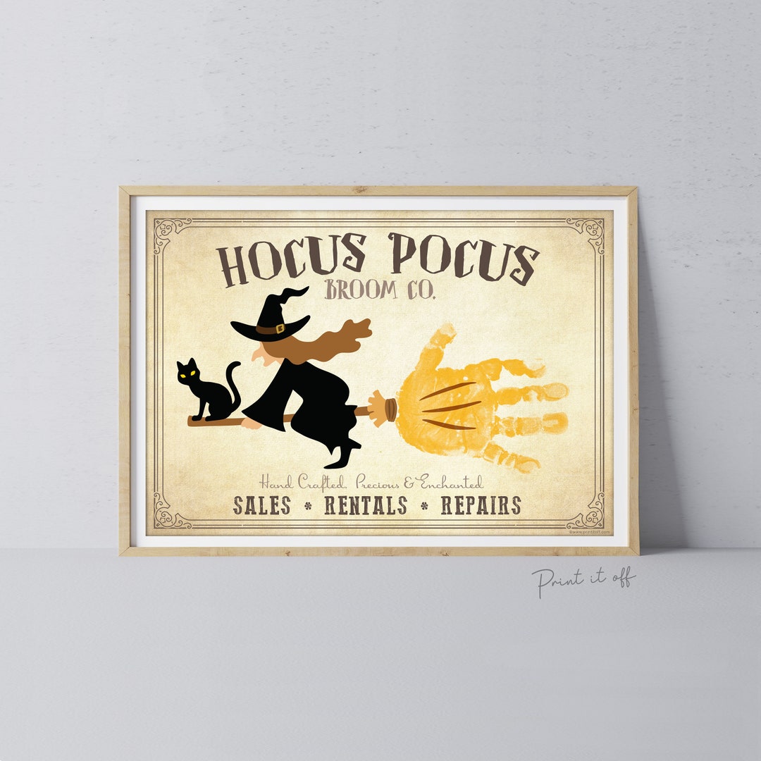 Hocus Pocus Handprint Art Craft / Witch Broom Stick Halloween Sign ...