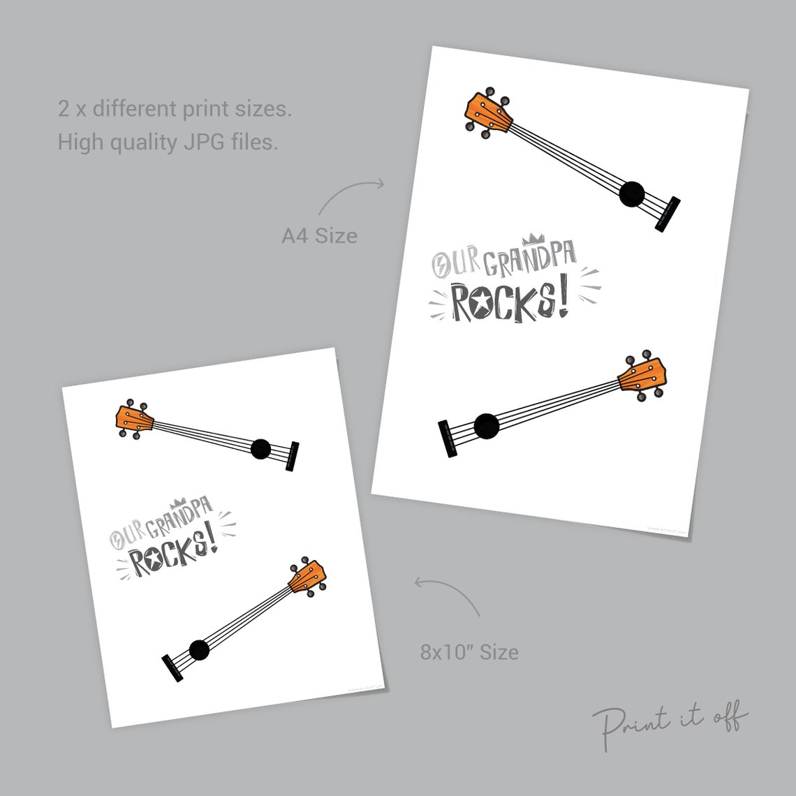 Our Grandpa Rocks Guitar / Handprint Art Craft / Father's - Etsy