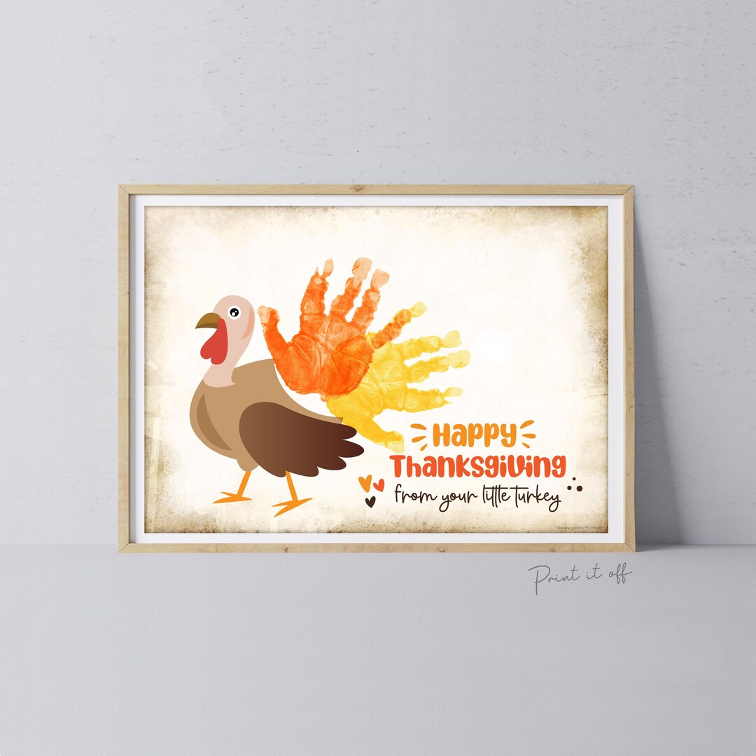Turkey Thanksgiving Fall Autumn - Footprint Art Craft Printable ...