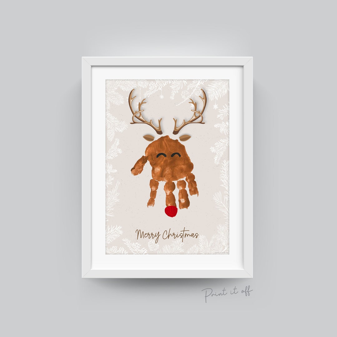Handprint Footprint Art Craft Reindeer Merry Christmas Baby Kids Hand ...