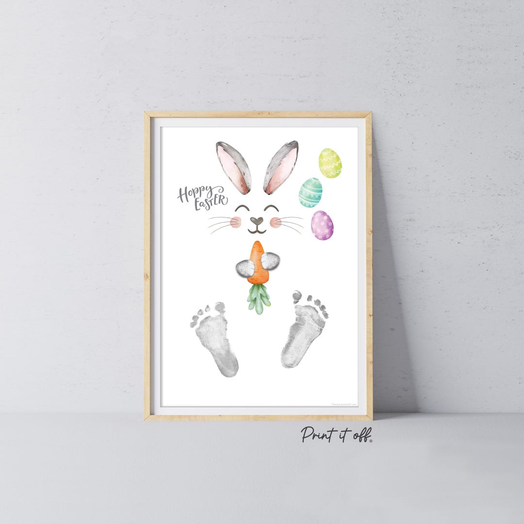 Hoppy Easter / Footprint Handprint Art / Bunny Feet Foot Carrot / Kids ...