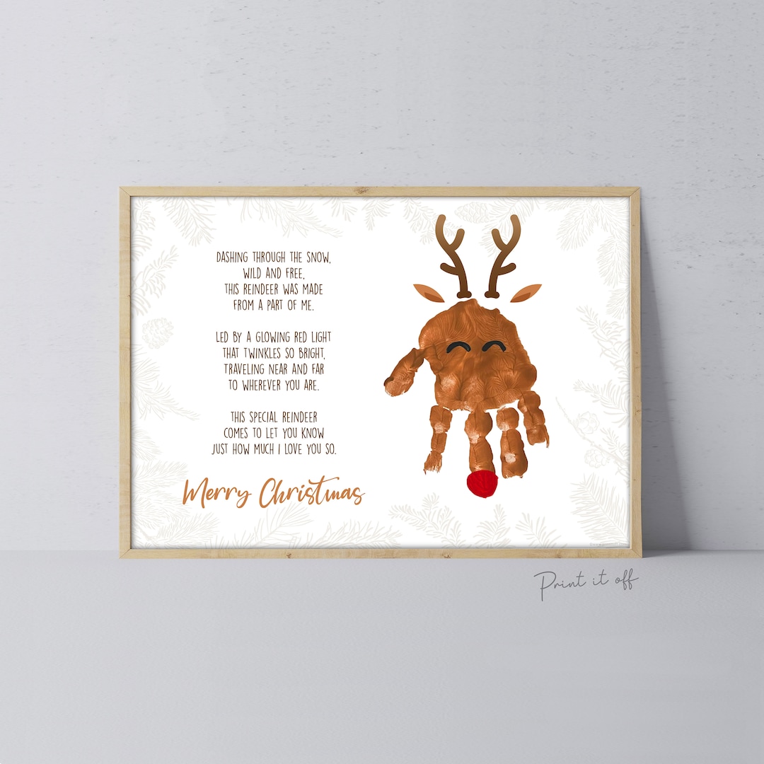 Reindeer Christmas Poem Handprint Footprint / Xmas Art Craft Baby ...