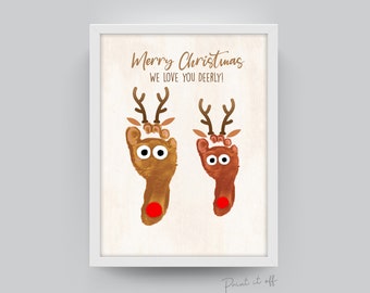 Footprint Reindeer Merry Christmas / Xmas Handprint Art Craft / Baby ...