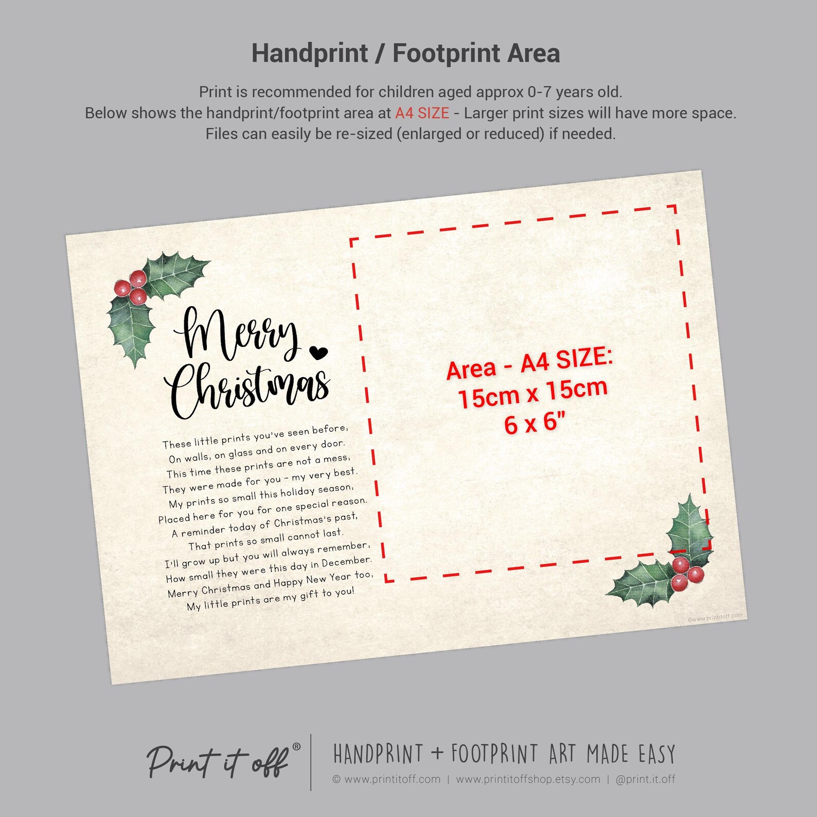 Christmas Handprint Footprint Poem / Xmas Art Craft / Baby Kids Toddler ...