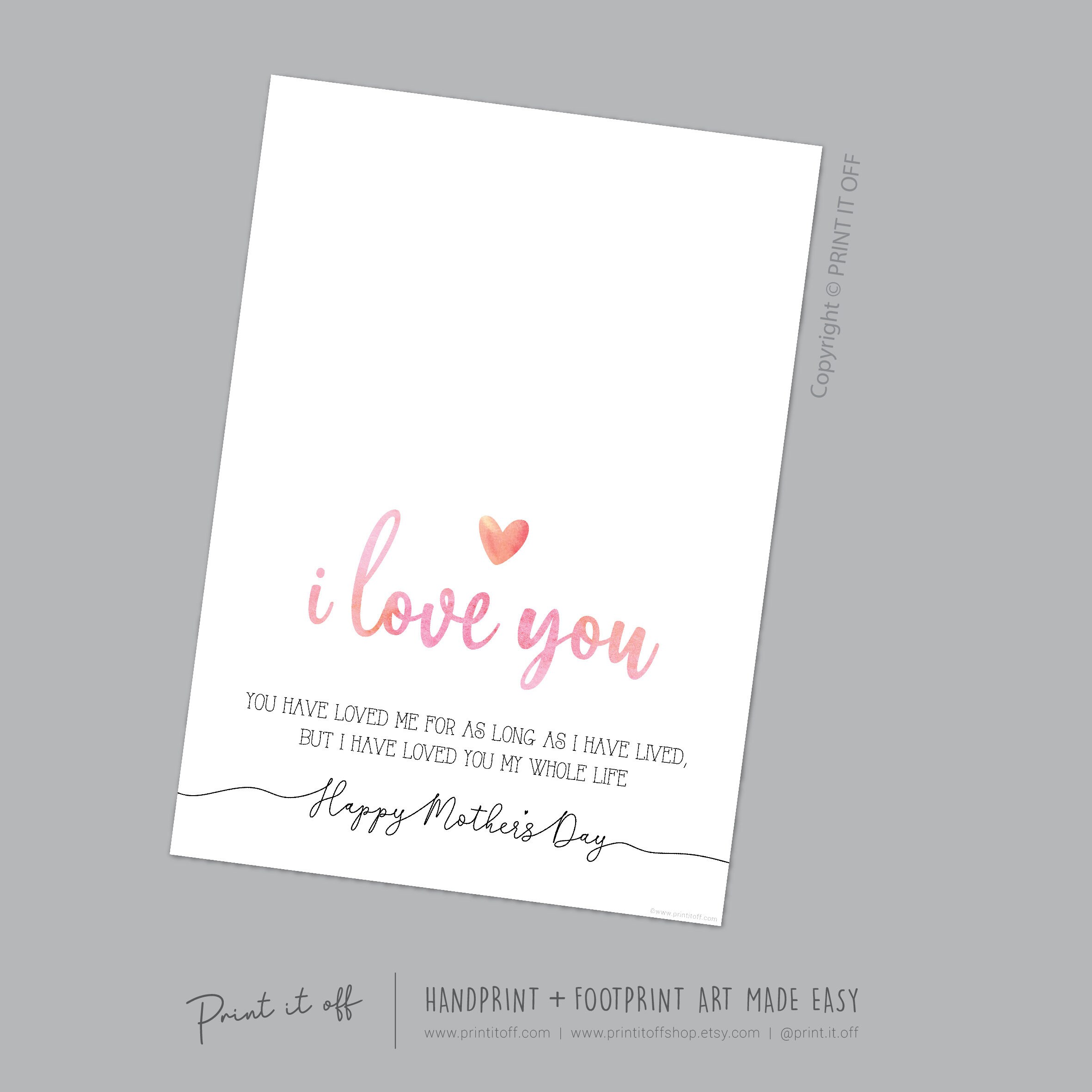 Happy Mother's Day I Love You / Footprint Handprint Feet Foot Art Craft ...