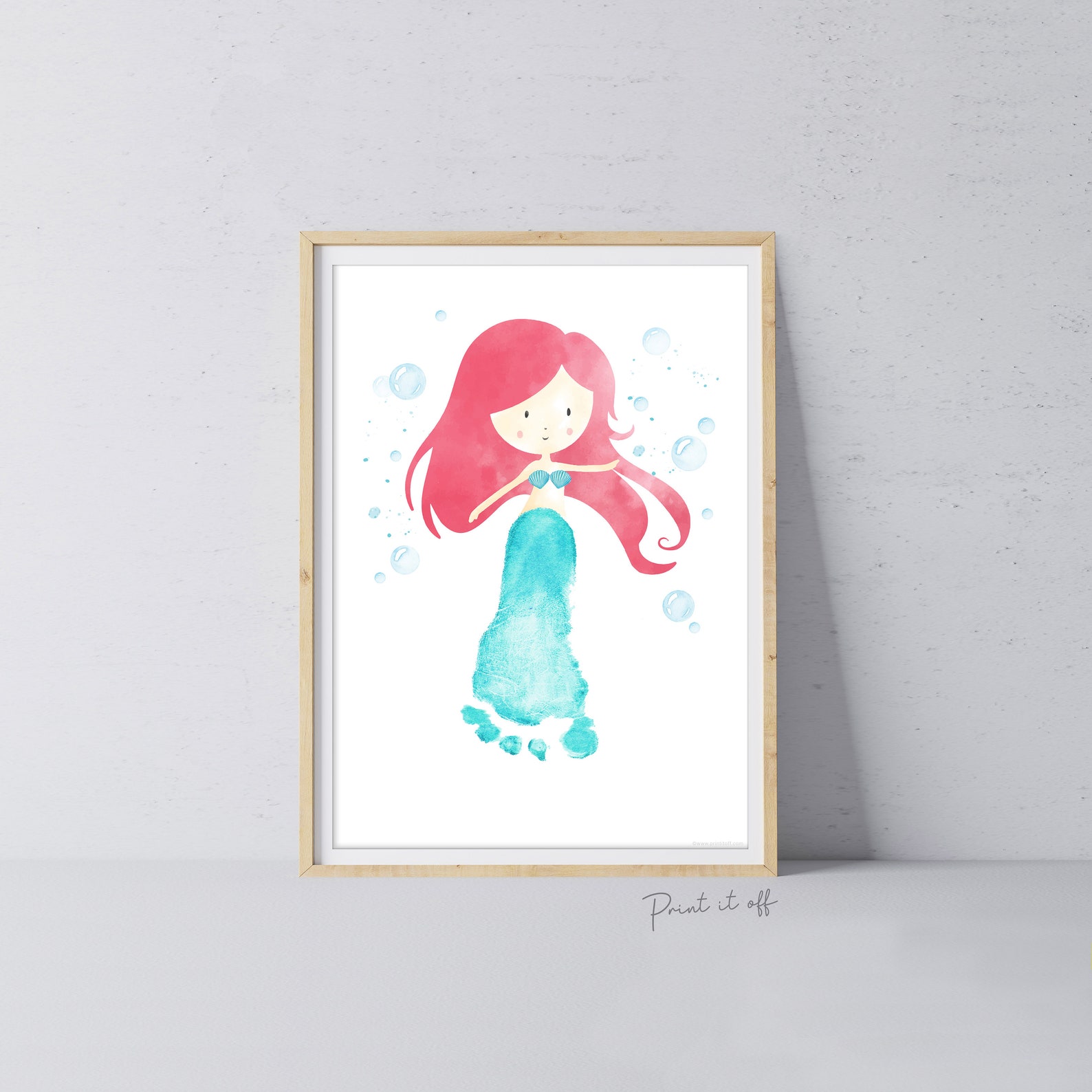 Mermaid Footprint Foot Art Craft / Little Mermaid Tail Girl / Kids Baby ...