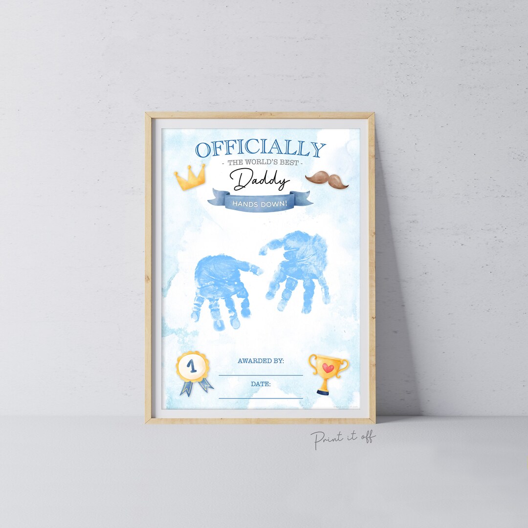 Daddy Certificate Handprint Art Craft / Happy Father's Day Dad / Kids ...