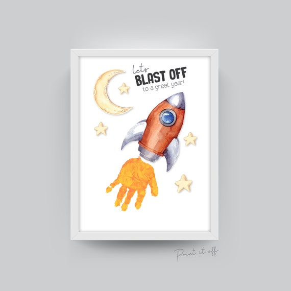 Blast off Rocket / First Day School Handprint Hand Art / - Etsy