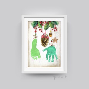 Christmas Handprint Footprint Art Craft / Mistletoe First Xmas Baby ...