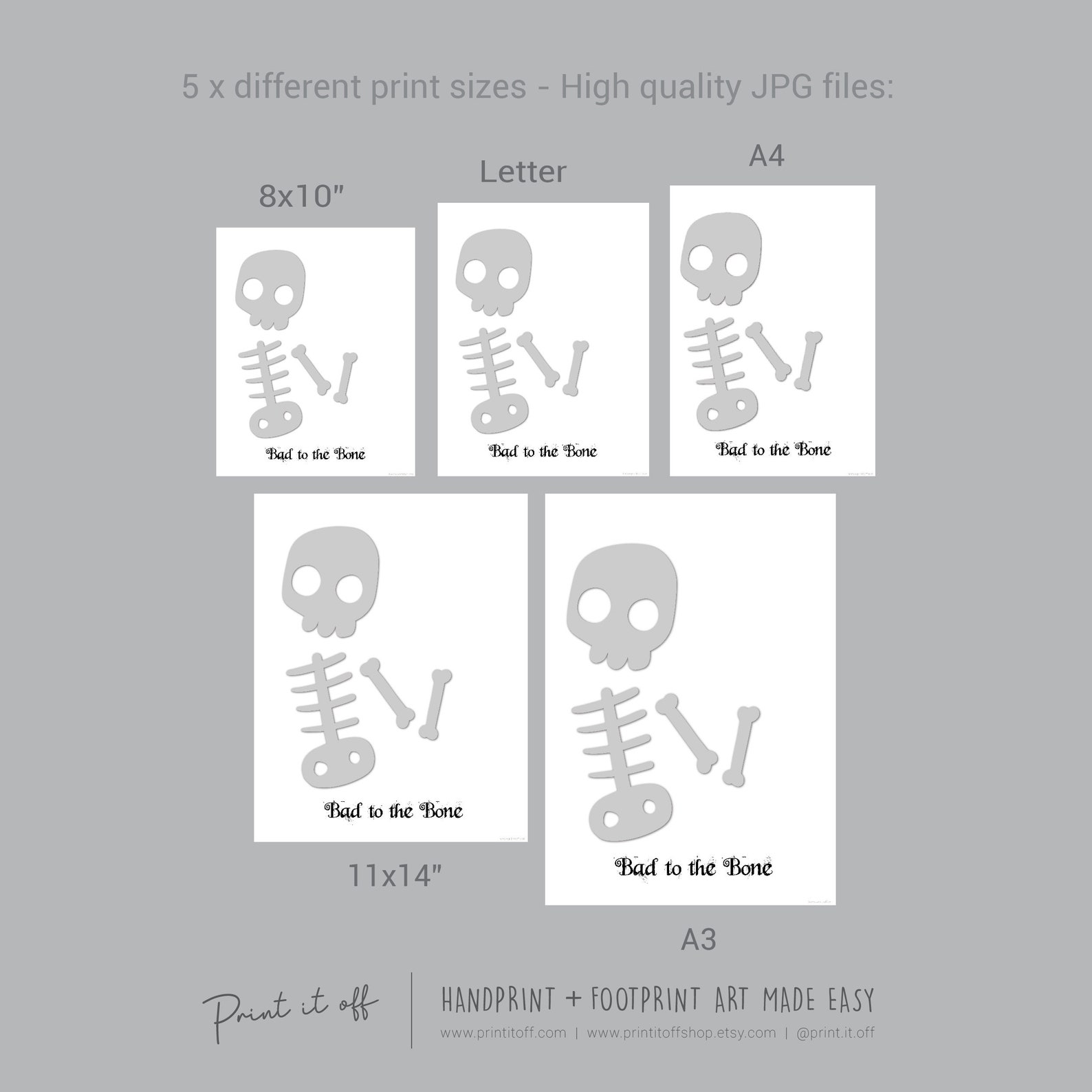 Bad to the Bone Skeleton Footprint Handprint Foot Hand Halloween Art ...