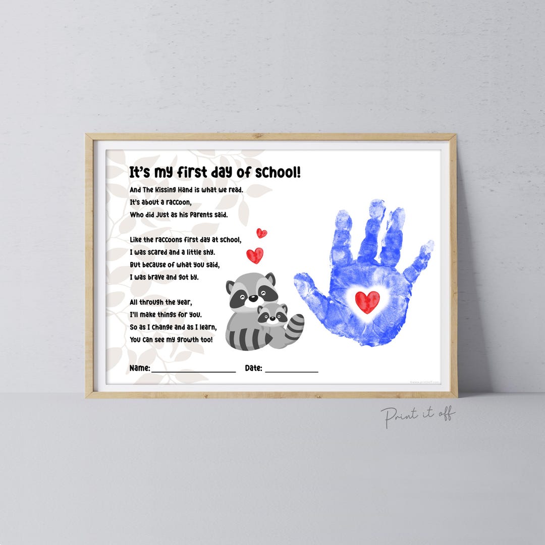 1st First Day School the Kissing Hand Raccoon / Kindergarten Pre-k ...