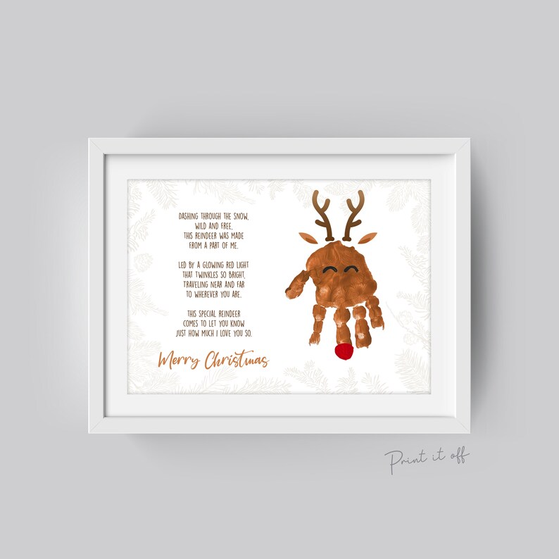 Reindeer Christmas Poem Handprint Footprint / Xmas Art Craft - Etsy