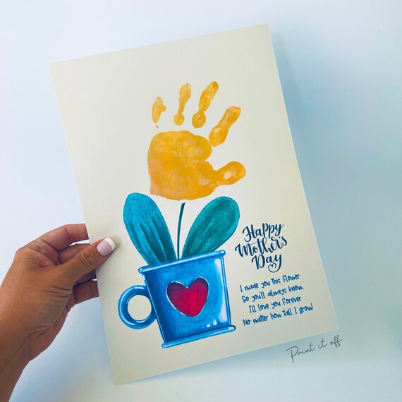 Mother's Day Flower / Handprint Hand Art Craft Mom Mum / - Etsy