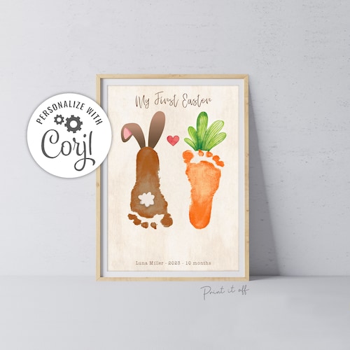 Hoppy Happy Easter/ Bunny Carrot / Footprint Handprint Art - Etsy UK