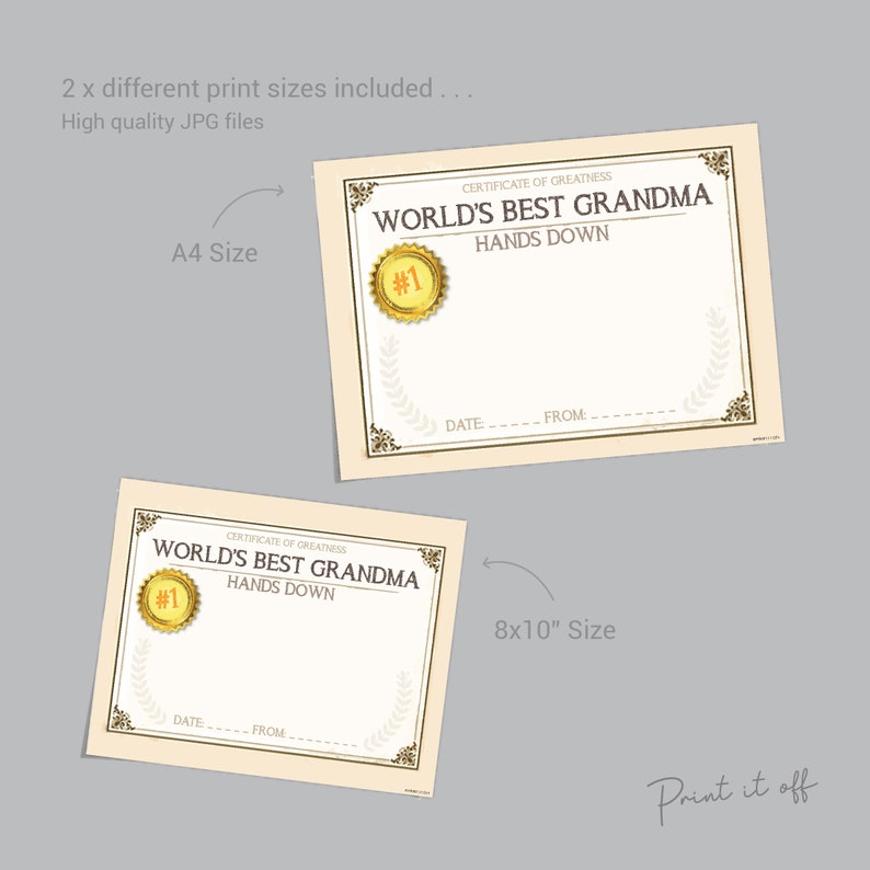 Grandma Certificate / Handprint Art / World's Best Grandma Hands Down ...