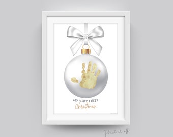 Christmas Handprint Footprint Art Craft / Mistletoe First Xmas - Etsy