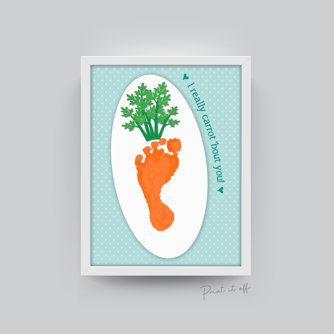 Footprint Art Carrot / Easter Card / Kids Baby Keepsake Craft Activity ...