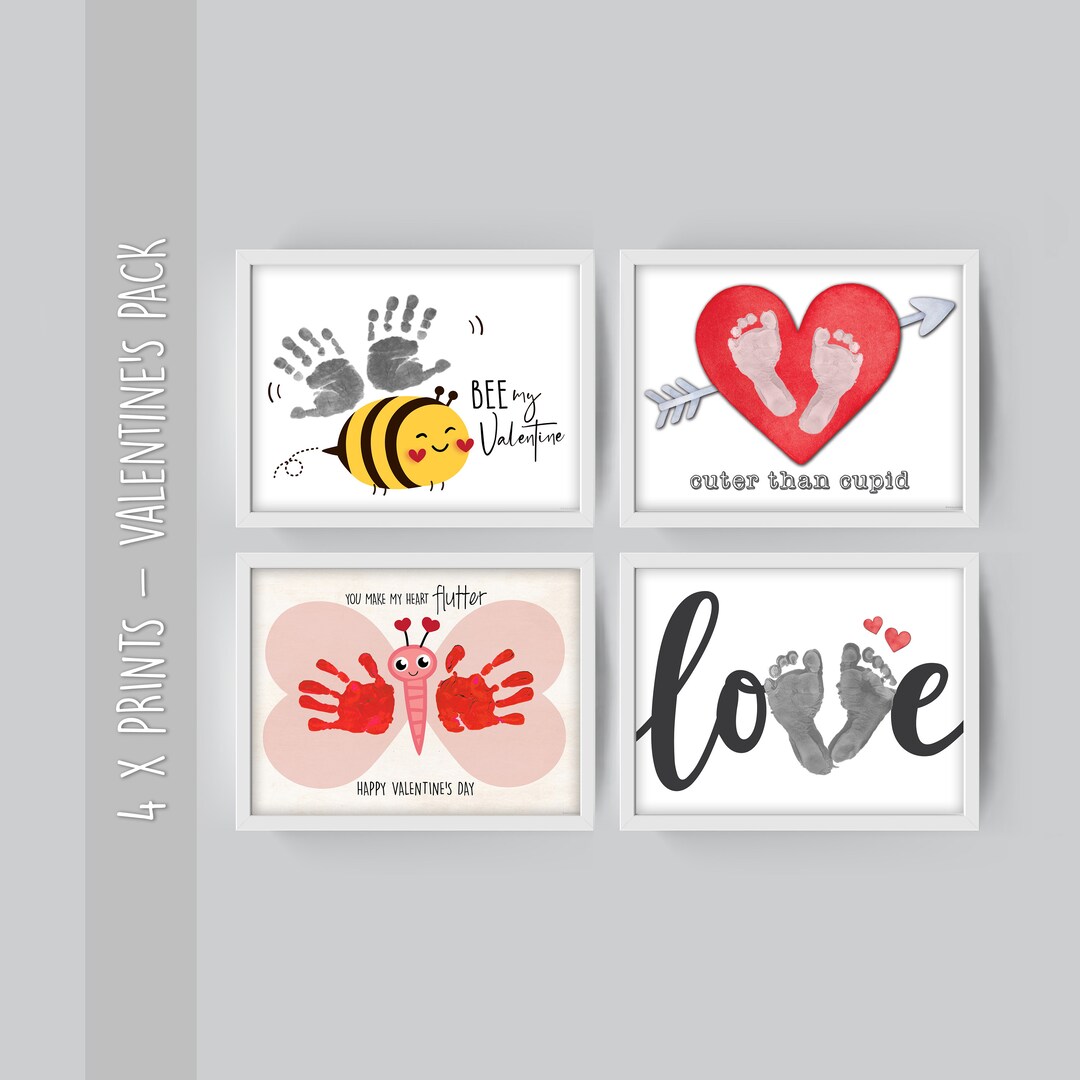 4 X Prints - Valentine's Pack / Love Heart / Footprint Handprint Art ...