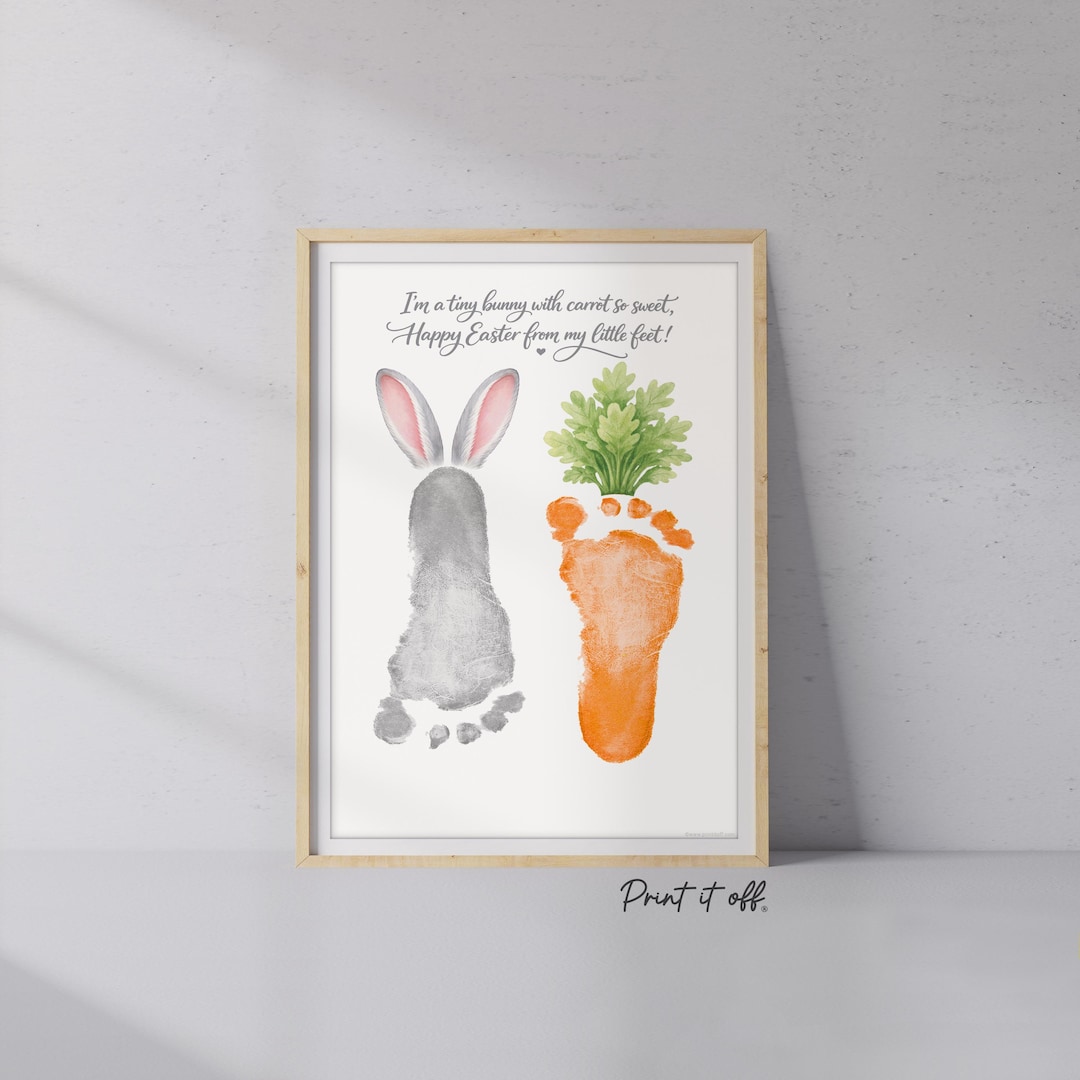Feliz Pascua - Poema del Conejo Zanahoria Huella de Mano Huella de Pie ...