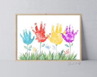 Flower Garden Handprint Craft Art / Gift for Mom Mum Nana Grandma ...